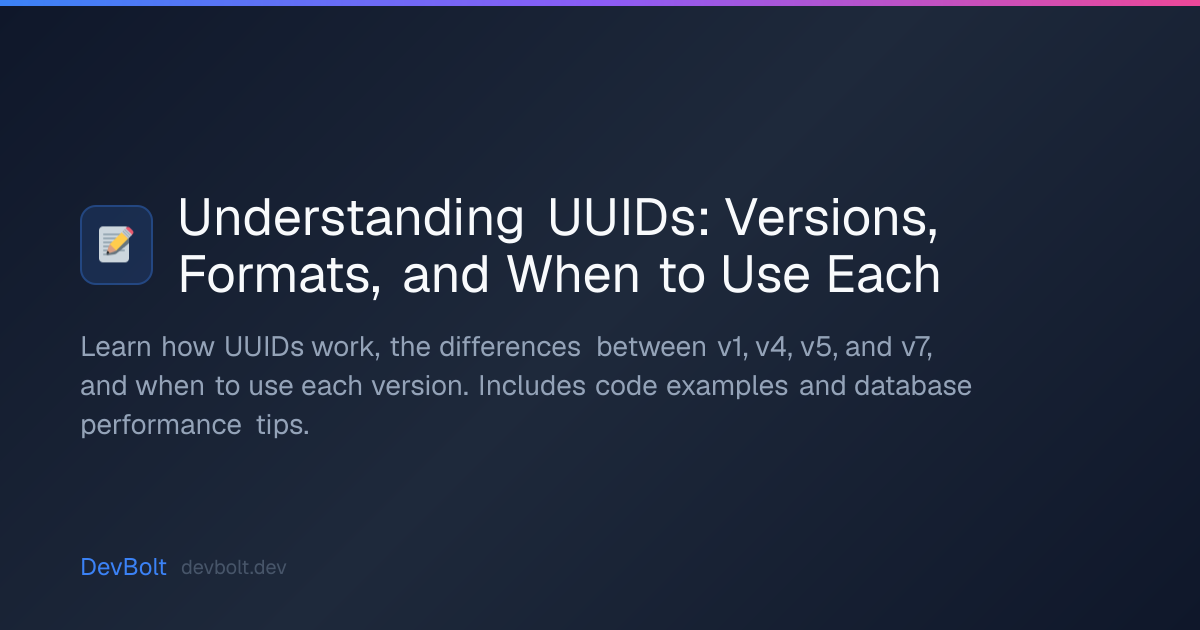 Understanding UUIDs: Versions, Formats, and When to Use Each | DevBolt